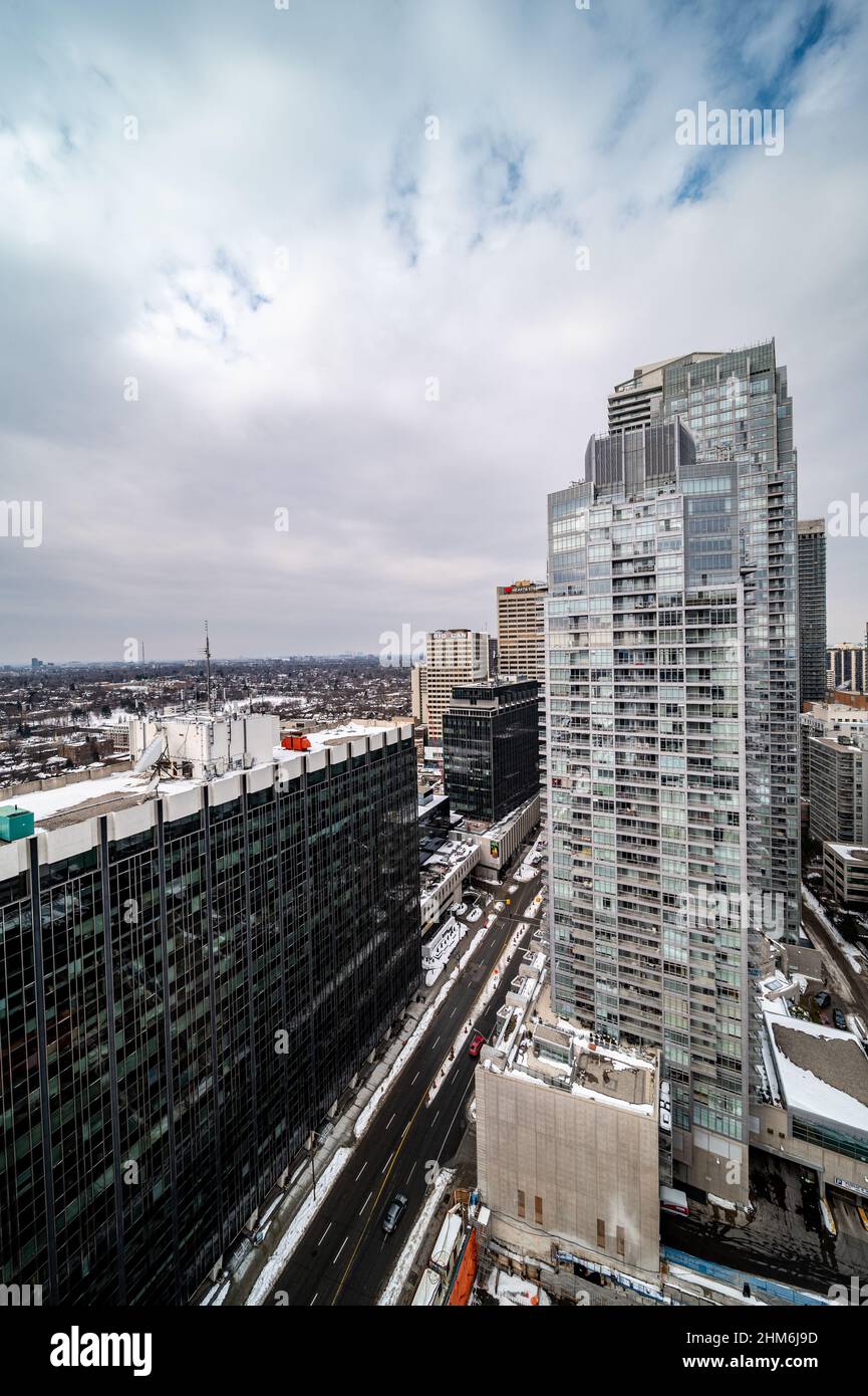 younge and Davisville ave drone views downtown Toronto condos and ...