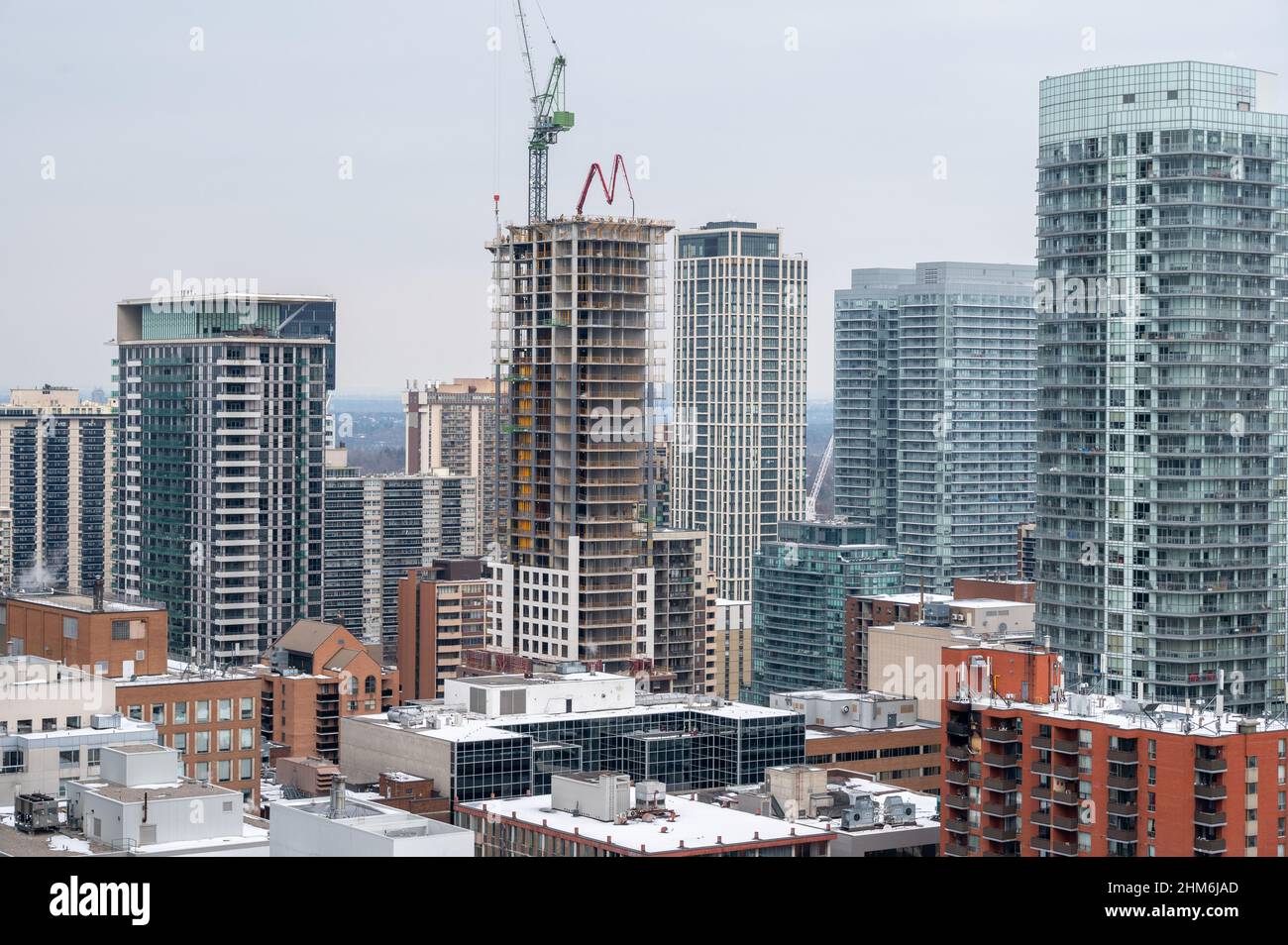 Downtown Toronto condos being built with cranes and construction ...