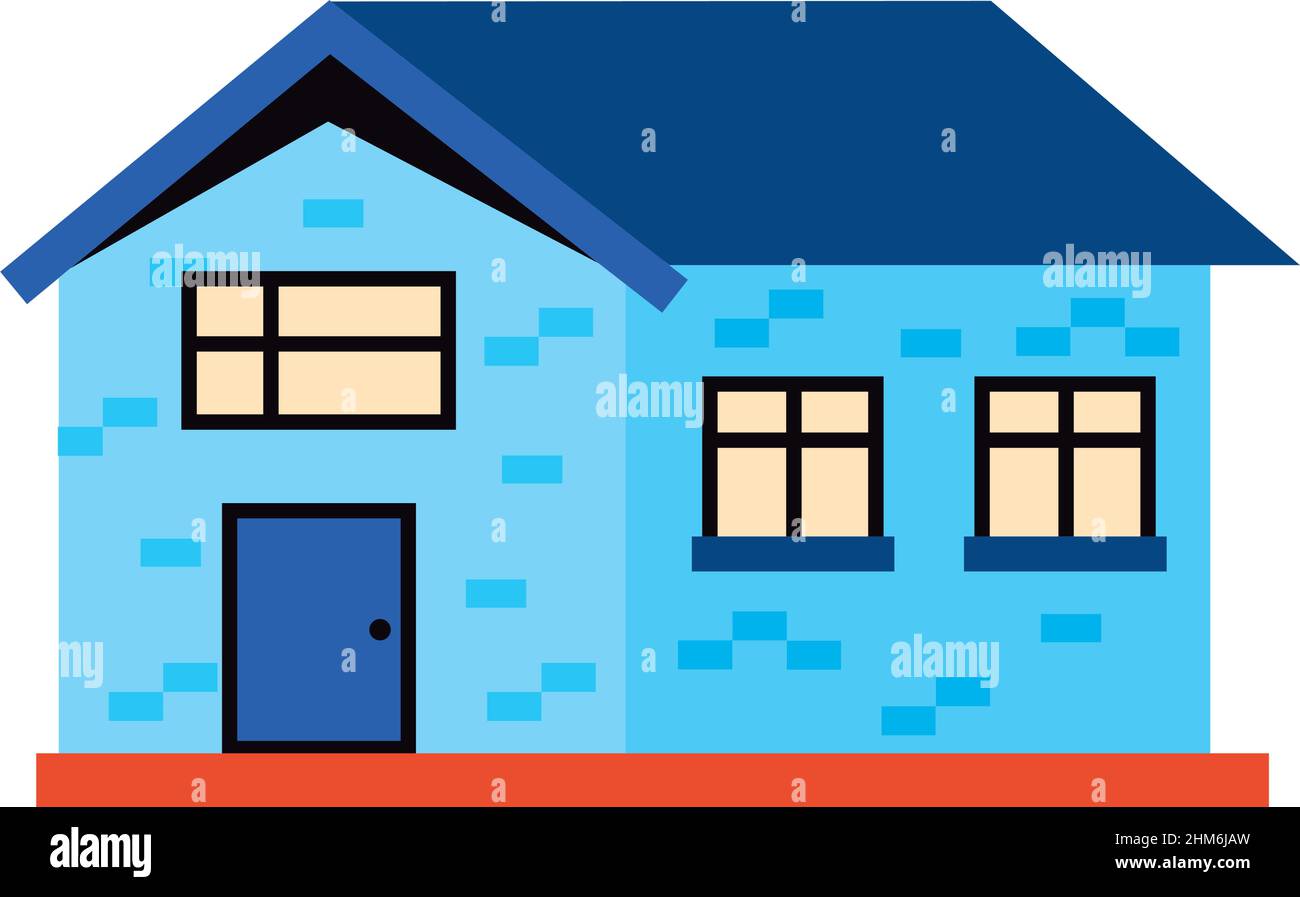 blue house home facade icon Stock Vector Image & Art - Alamy
