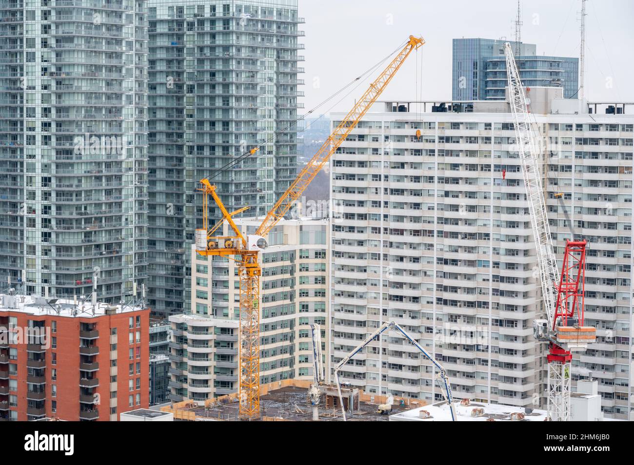 Downtown Toronto condos being built with cranes and construction ...