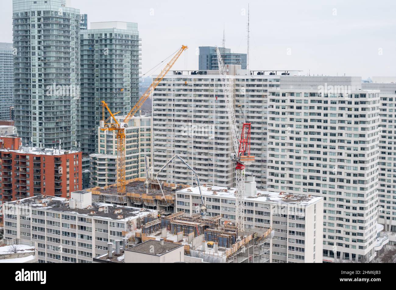 Downtown Toronto condos being built with cranes and construction ...