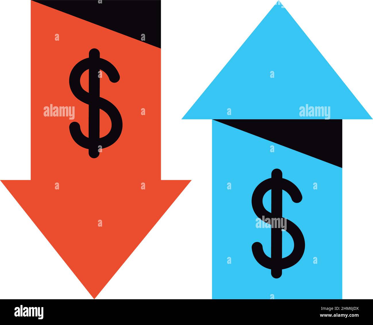 dollars symbols in arrows statistics Stock Vector Image & Art - Alamy
