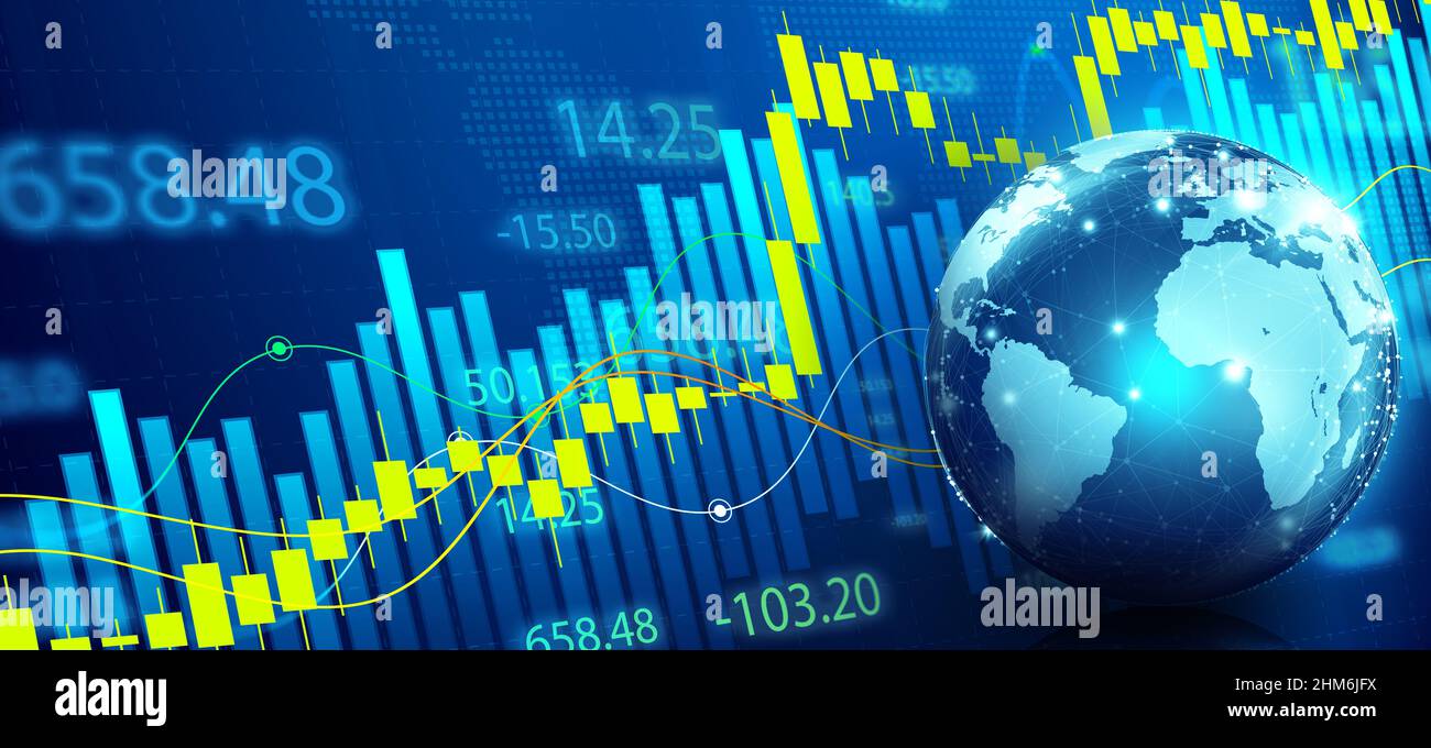 Stock graph and chart with business candlestick. Stock market, forex ...