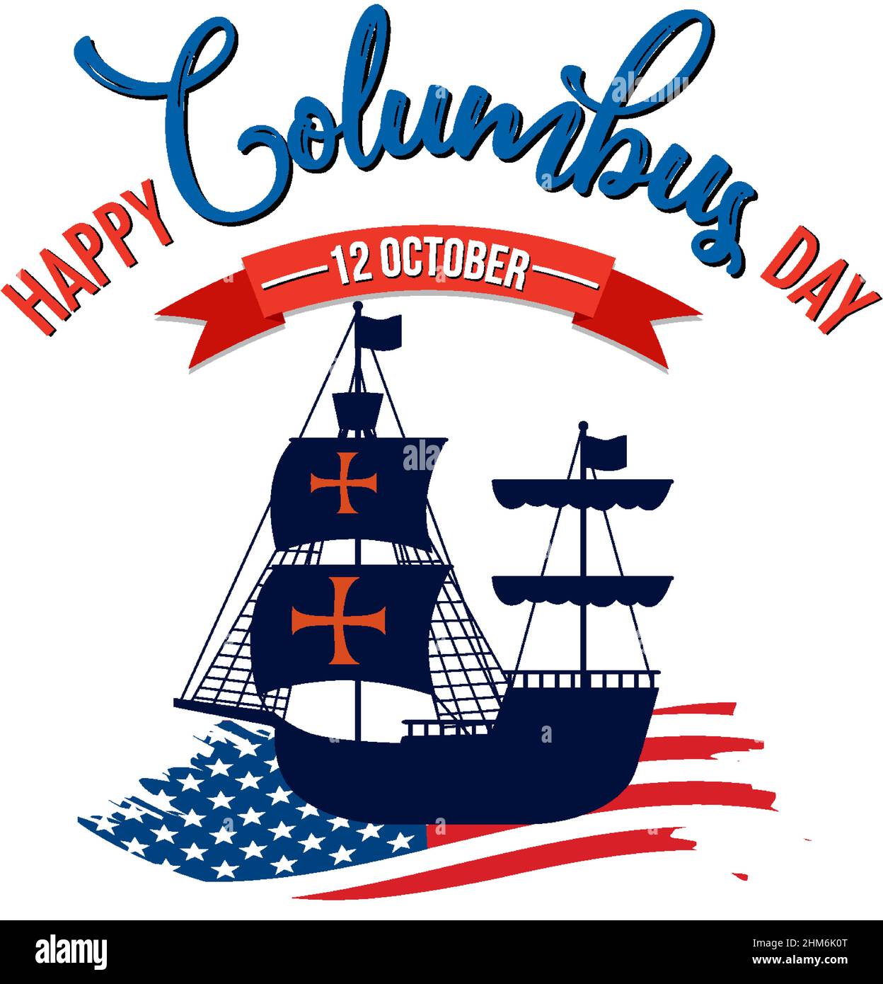 Happy Columbus day banner with flagship illustration Stock Vector Image ...