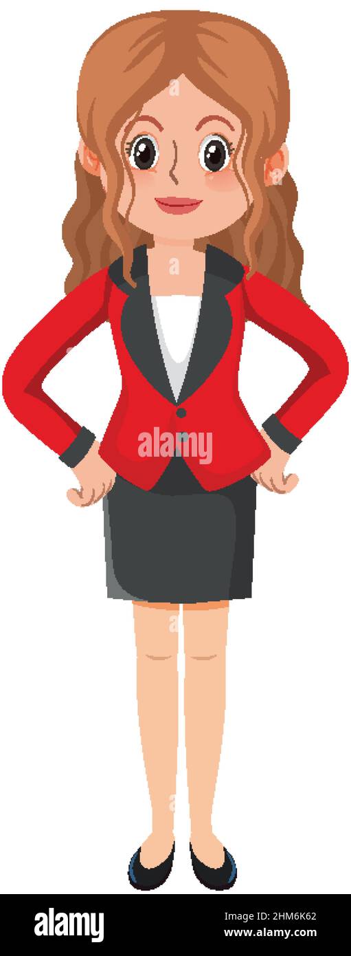 A secretary cartoon character on white background illustration Stock ...