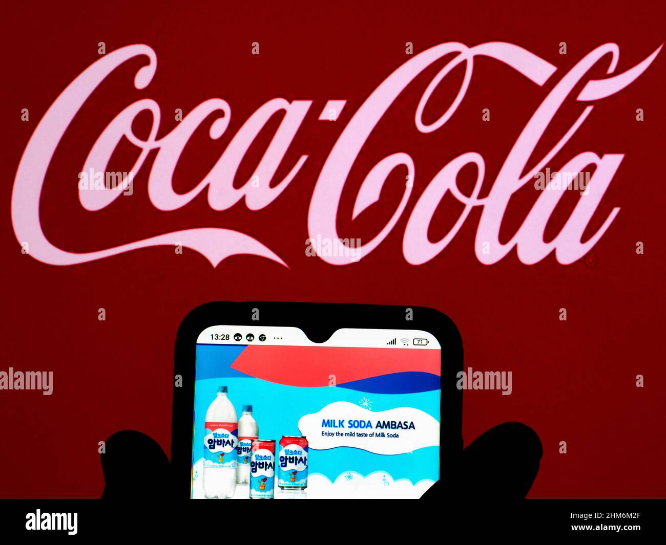 In this photo illustration, the Ambasa, milk soda logo is displayed on ...