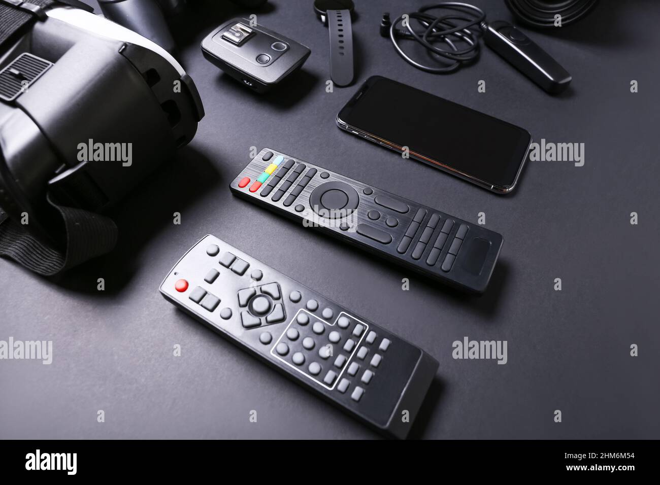 Set of modern gadgets on dark background, closeup Stock Photo - Alamy