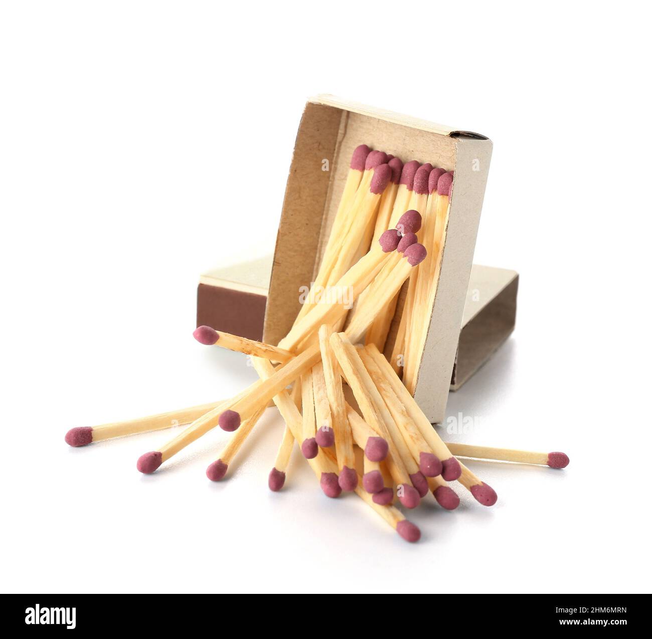 Matchbox with matches on white background Stock Photo - Alamy