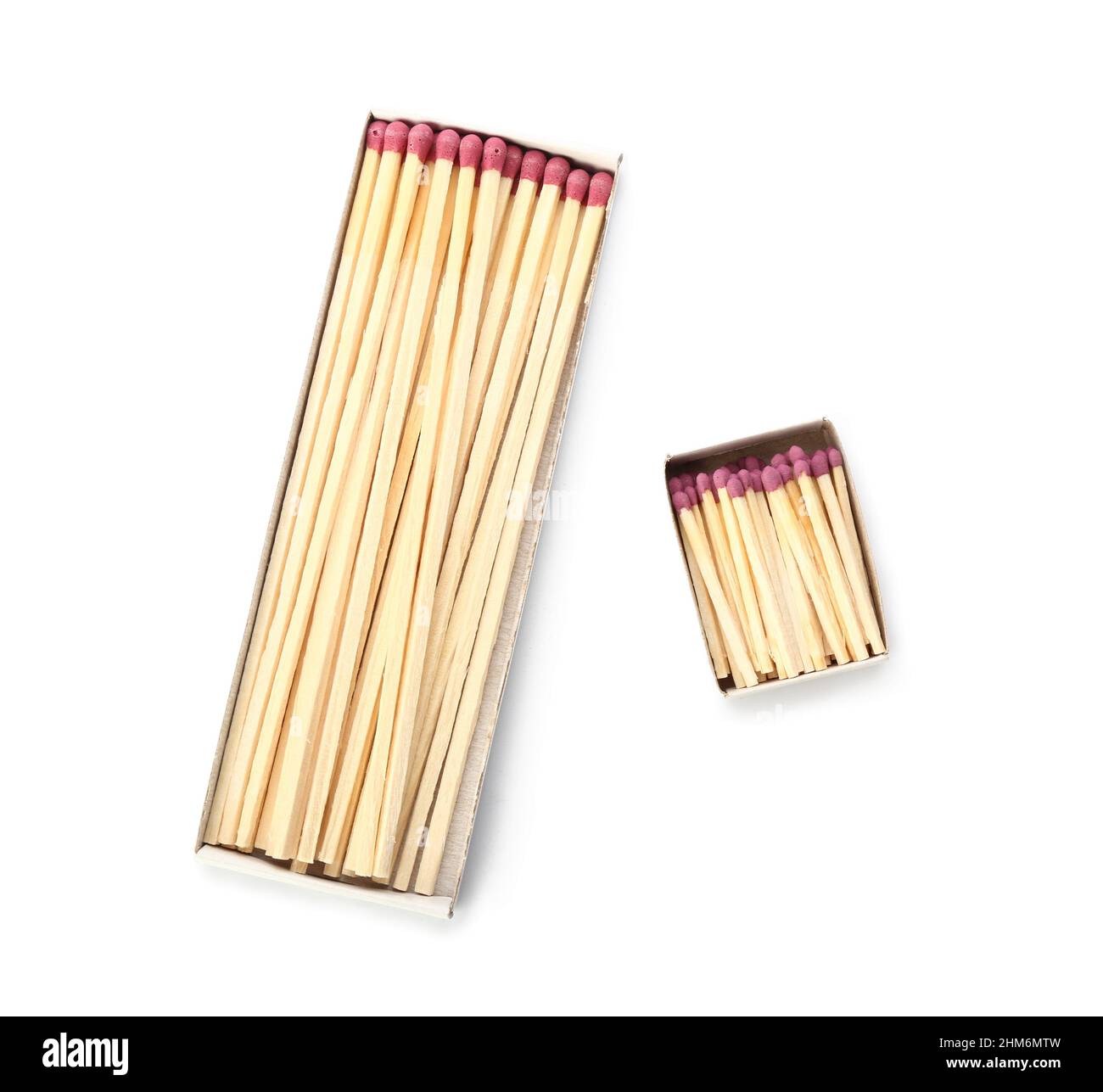 Matchboxes with different matches on white background Stock Photo - Alamy