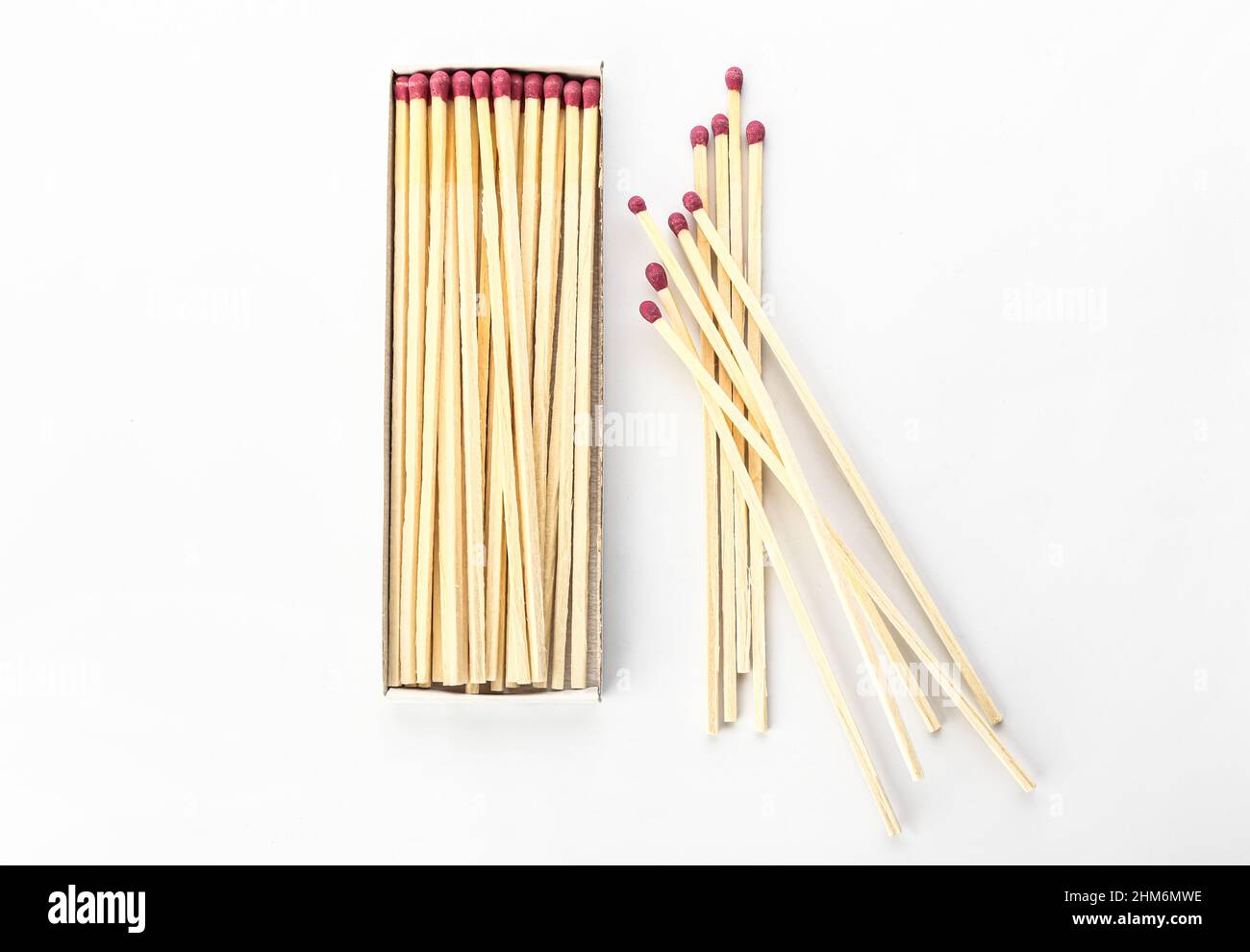 Fireplace matches and matchbox on white background Stock Photo - Alamy