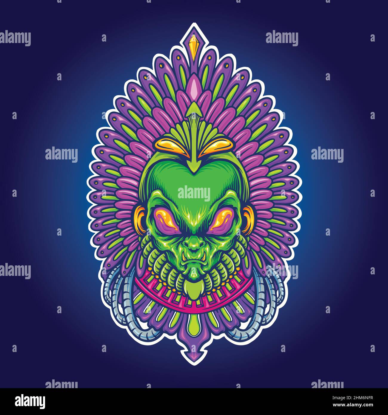 Alien Aztec Indian Space Vector illustrations for your work Logo ...