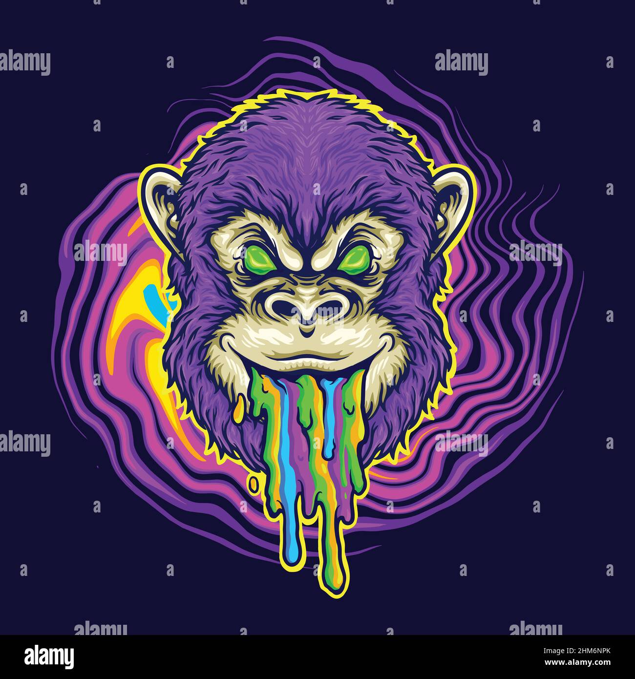 Monkey Trippy Psychedelic Vector illustrations for your work Logo ...