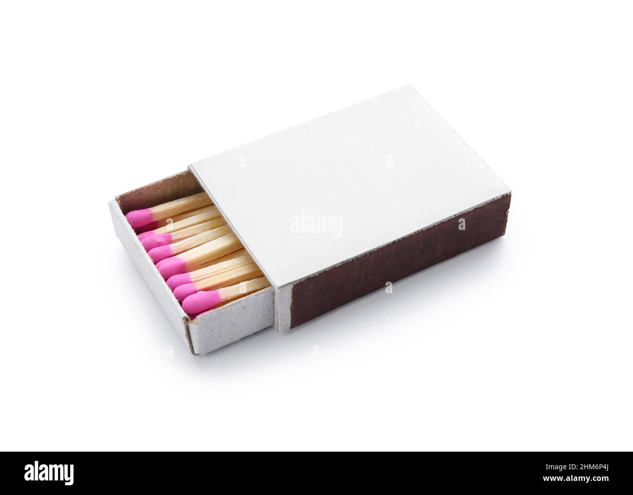 Box with new matchsticks on white background Stock Photo - Alamy