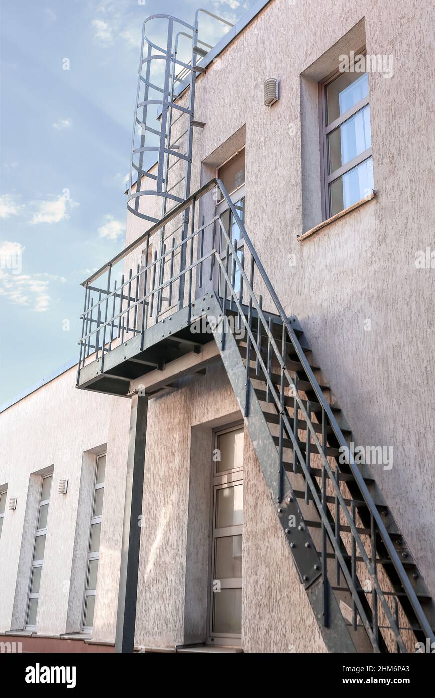 Metal stairs of building in city Stock Photo - Alamy