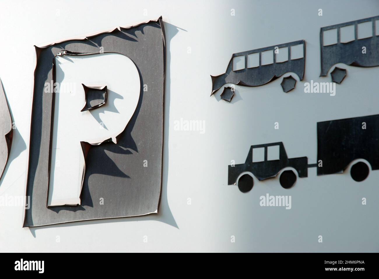 P for parking peeling sign, Mostar, Bosnia and Herzegovina Stock Photo ...