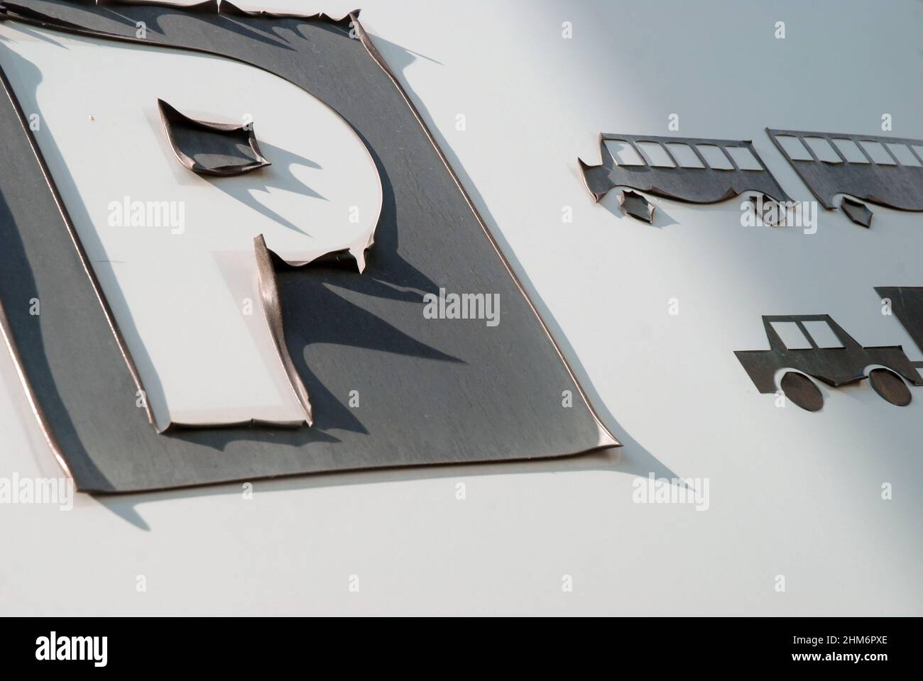 P for parking peeling sign, Mostar, Bosnia and Herzegovina Stock Photo ...