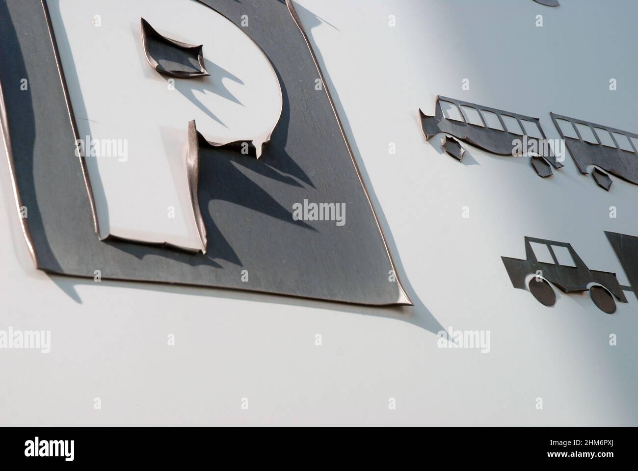 P for parking peeling sign, Mostar, Bosnia and Herzegovina Stock Photo ...