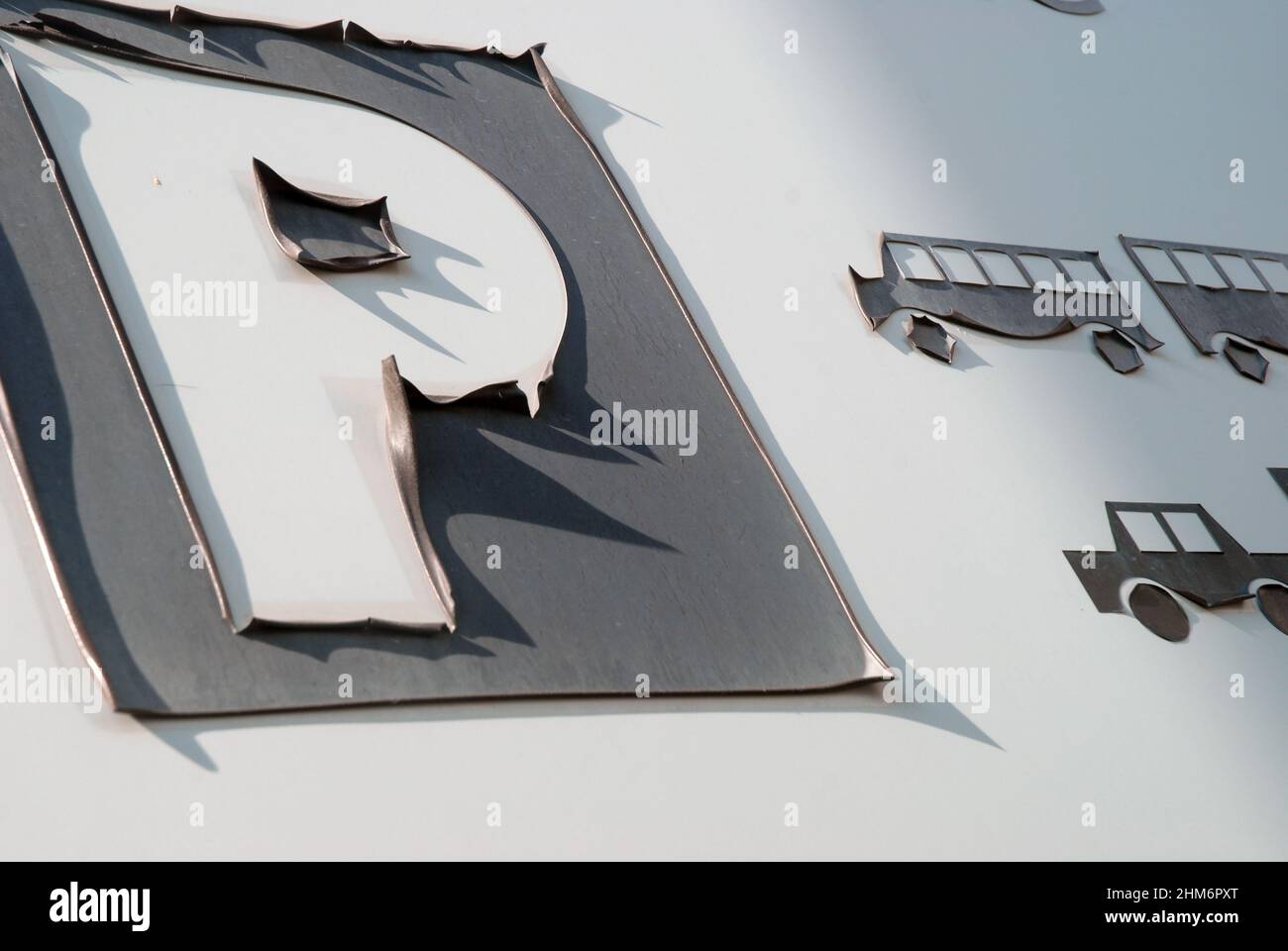 P for parking peeling sign, Mostar, Bosnia and Herzegovina Stock Photo ...