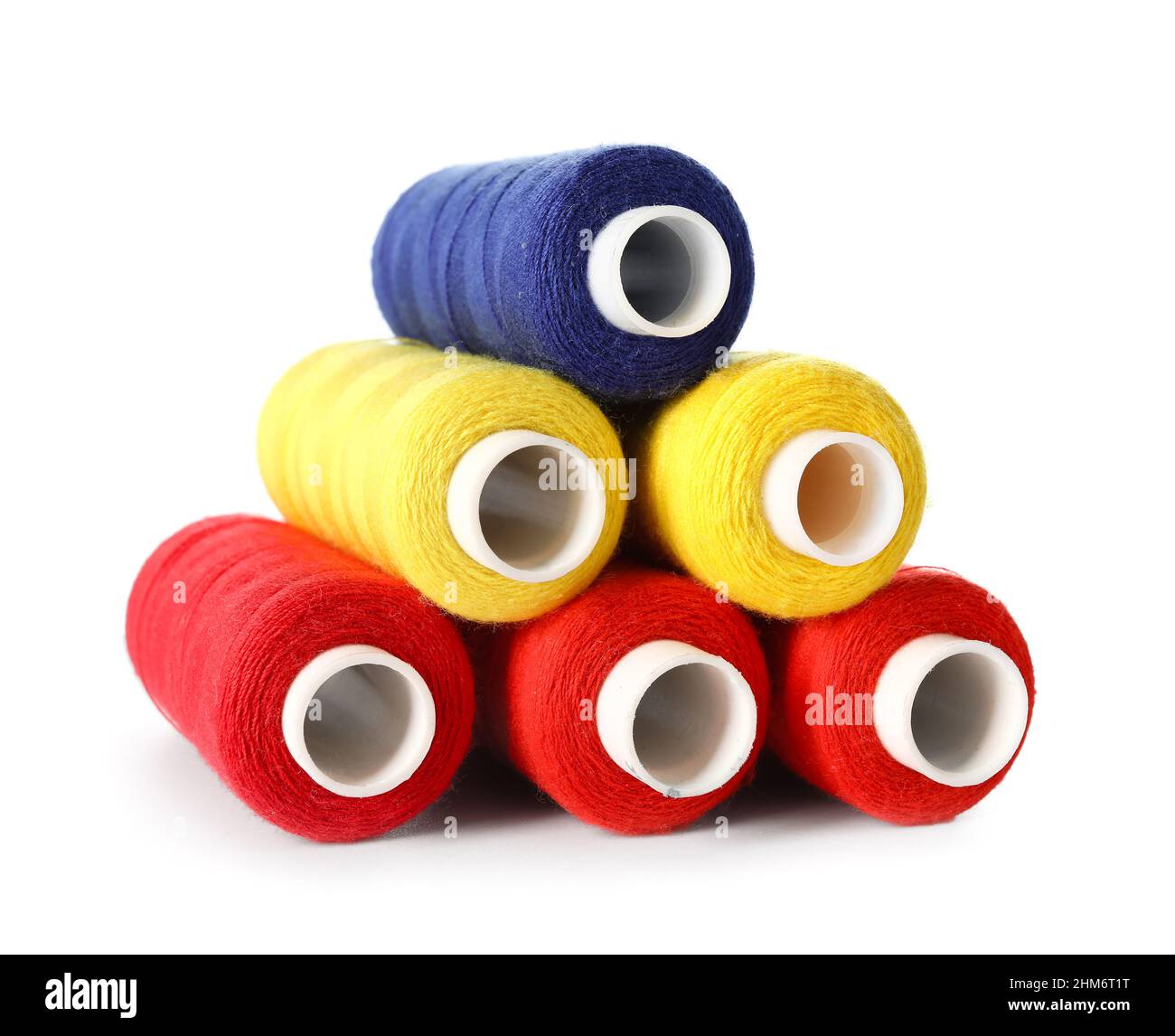 Beautiful sewing threads on white background Stock Photo - Alamy