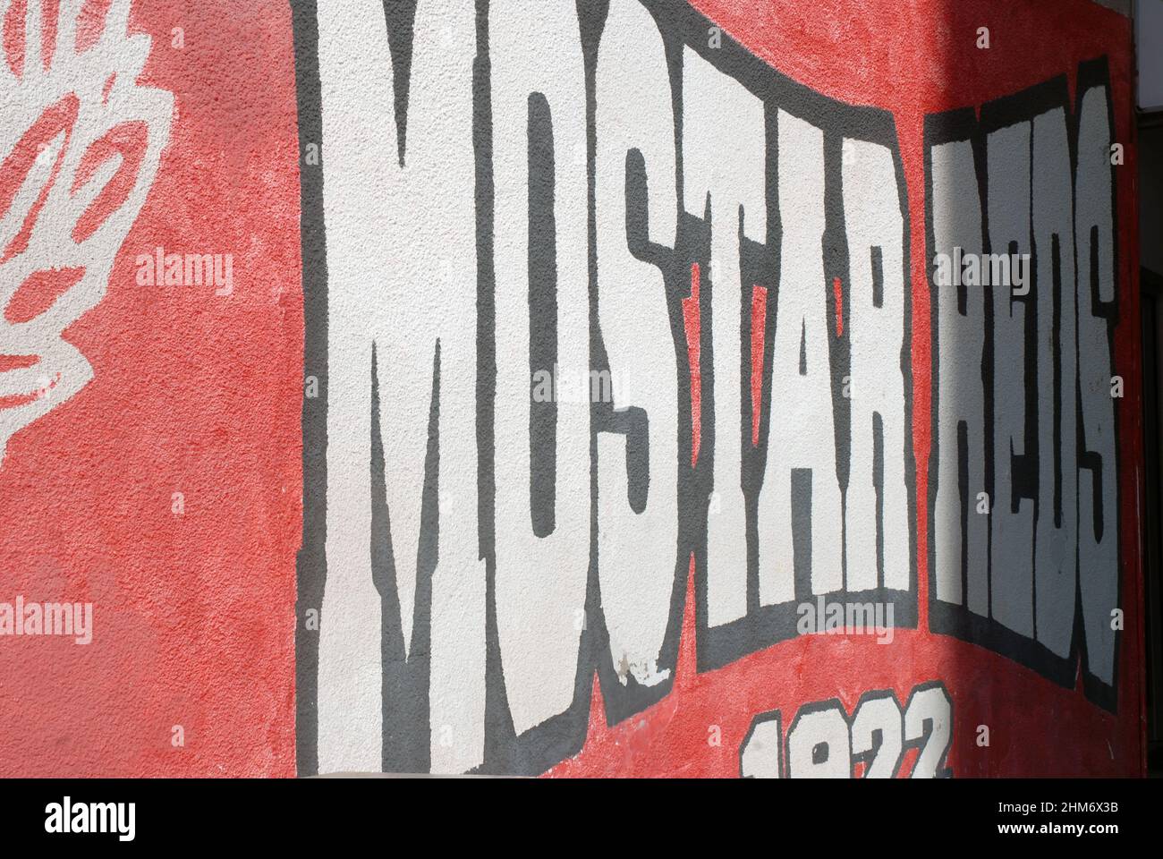 Mostar Reds 1922 Football Team logo painted on wall, Mostar, Bosnia and ...
