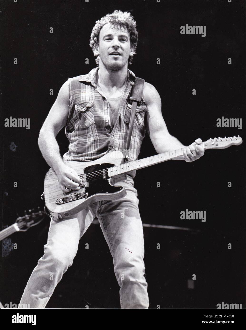 Bruce Springsteen performing at the LA Coliseum, 1985 Credit: Ron ...