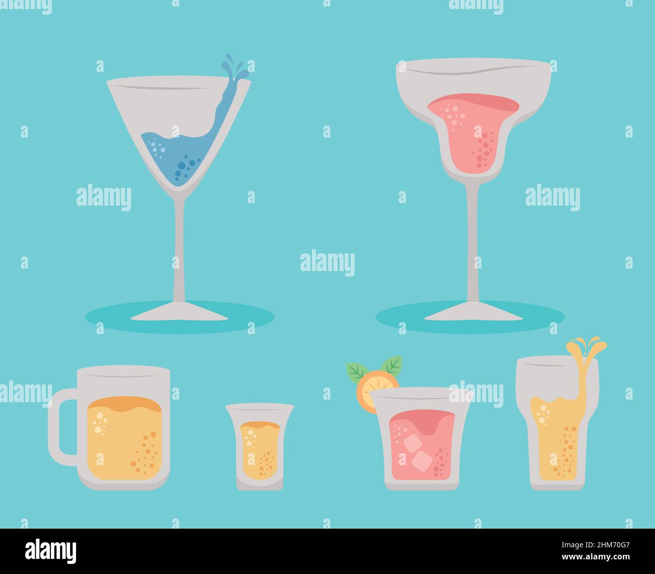 six glasses drinks set icons Stock Vector Image & Art - Alamy