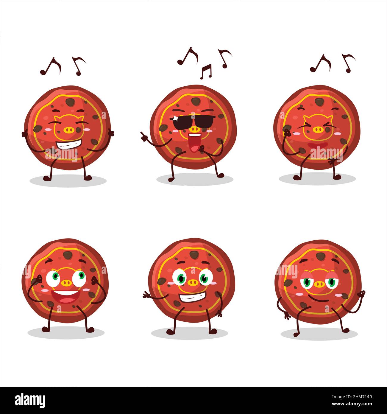 An image of red cookies pig dancer cartoon character enjoying the music ...