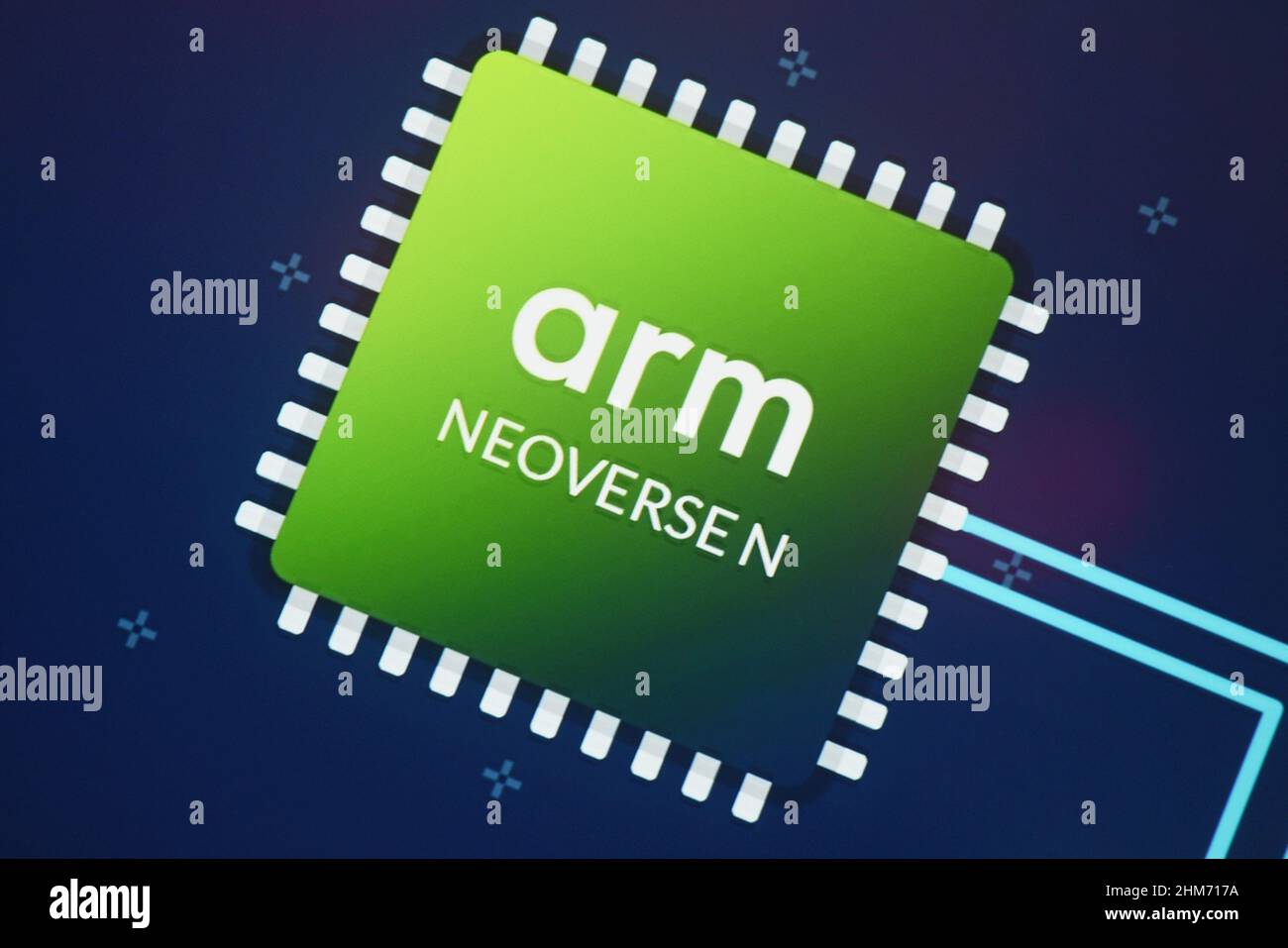 HANGZHOU, CHINA - OCTOBER 20, 2021 - An ARM chip model is taken at the ...