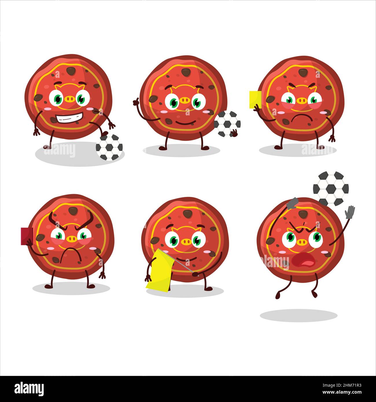 Red cookies pig cartoon character working as a Football referee. Vector ...