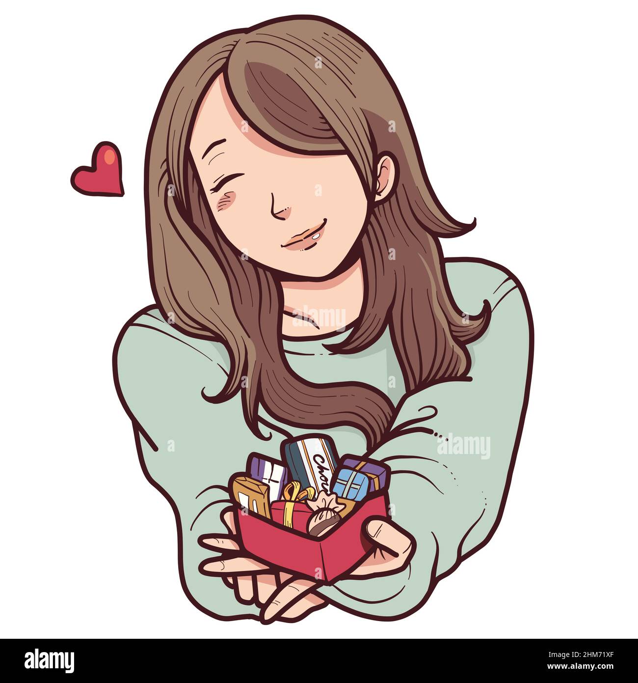 girl giving chocolate for valentine's day Stock Vector Image & Art - Alamy