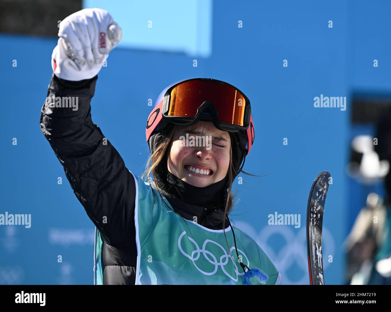 Beijing, China. 8th Feb, 2022. Gu Ailing of China reacts after women's ...