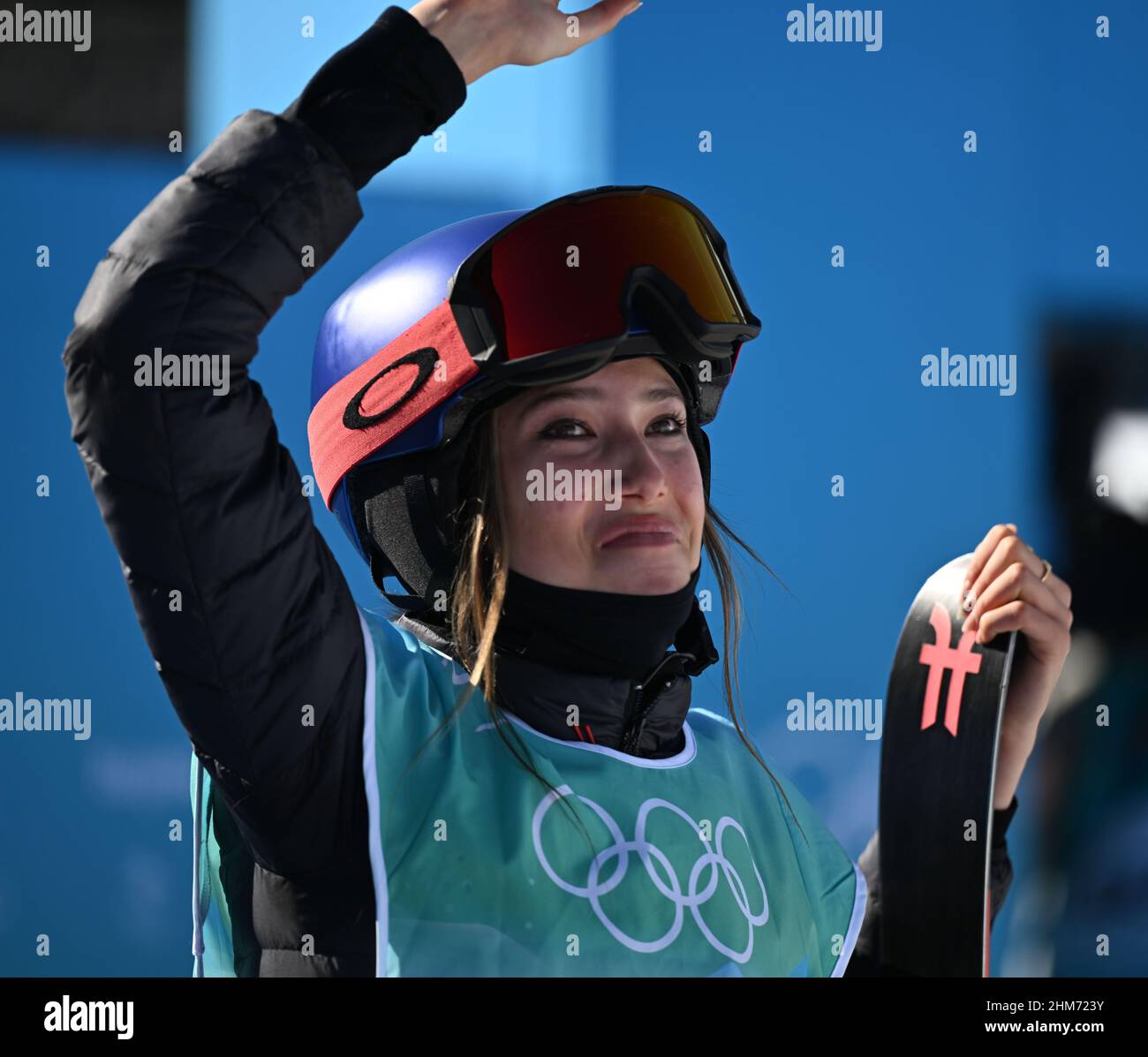 Beijing, China. 8th Feb, 2022. Gu Ailing of China celebrates after ...