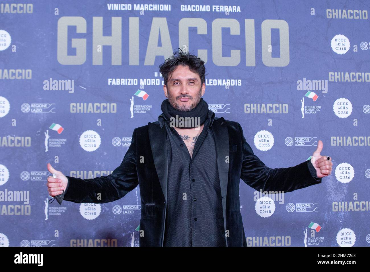 Italian singer Fabrizio Moro attends the premiere of film "Ghiaccio" at ...