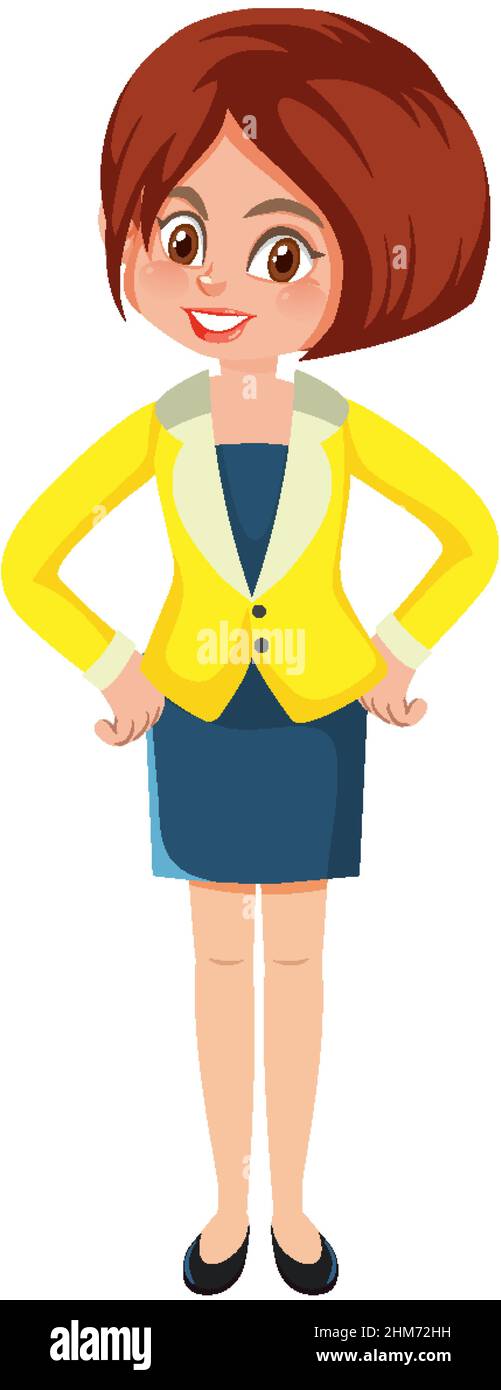 A secretary cartoon character on white background illustration Stock ...