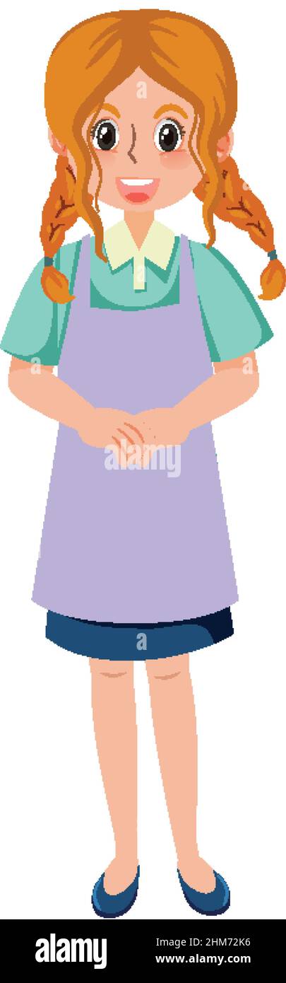 A housekeeper cartoon character on white background illustration Stock ...