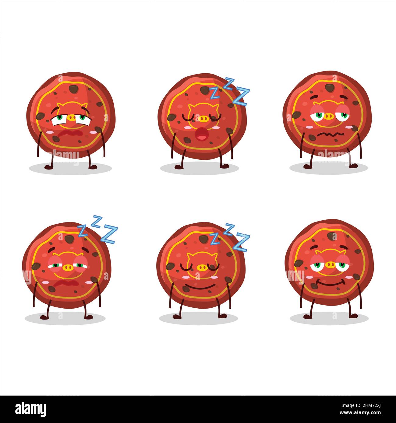 Cartoon character of red cookies pig with sleepy expression. Vector ...
