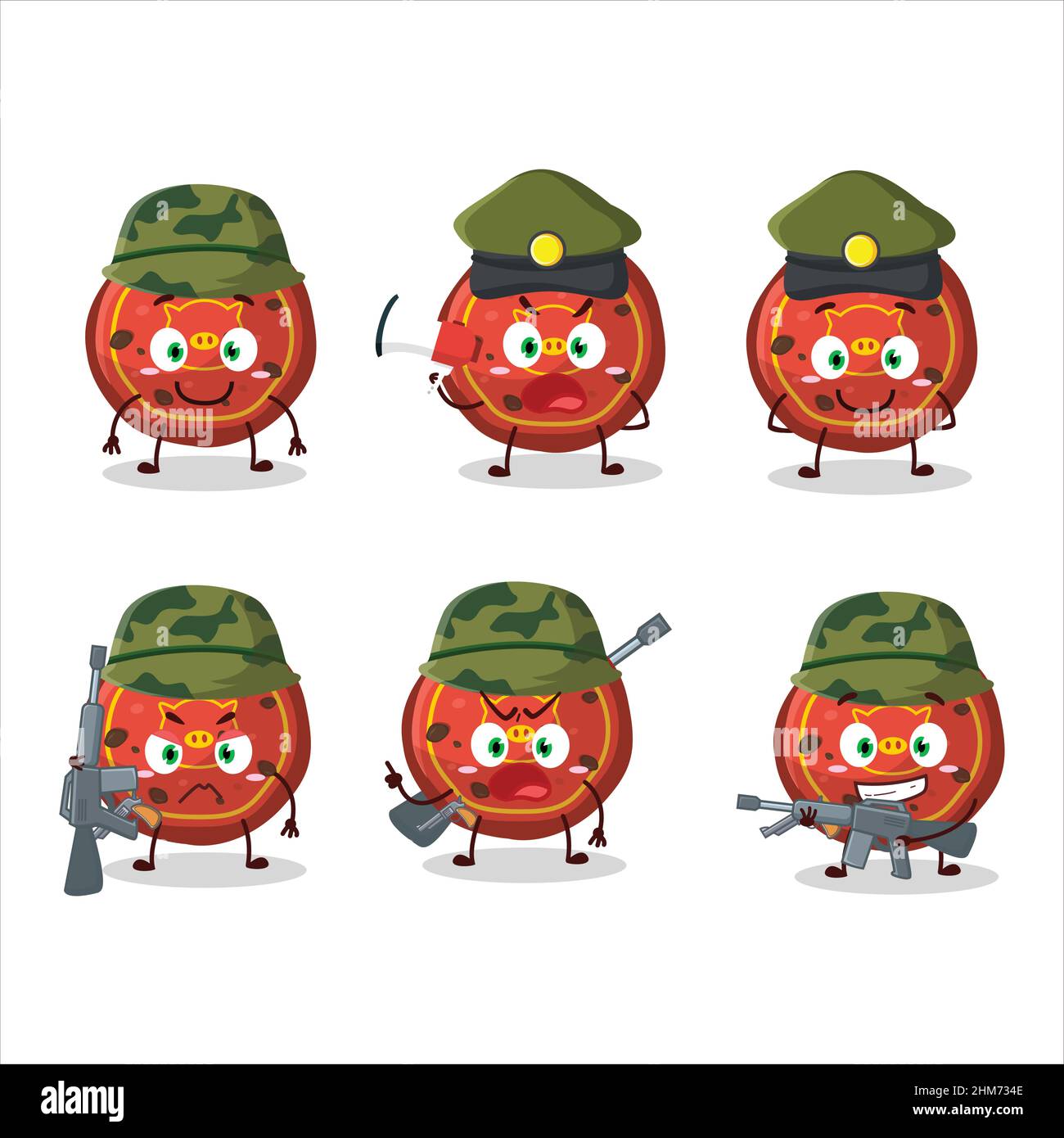 A charming soldier red cookies pig cartoon picture bring a gun machine ...