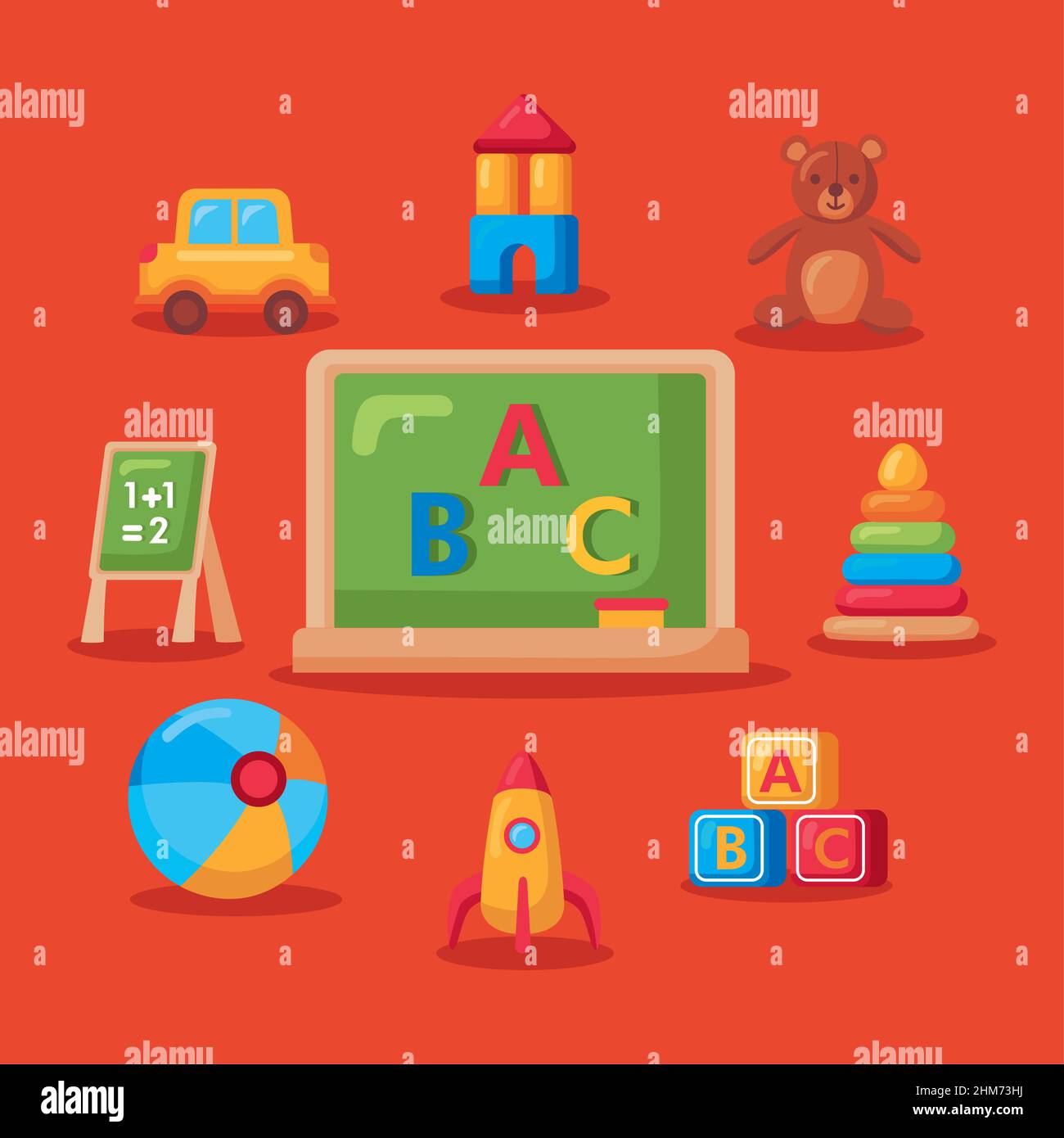 nine kindergarten school set icons Stock Vector Image & Art - Alamy