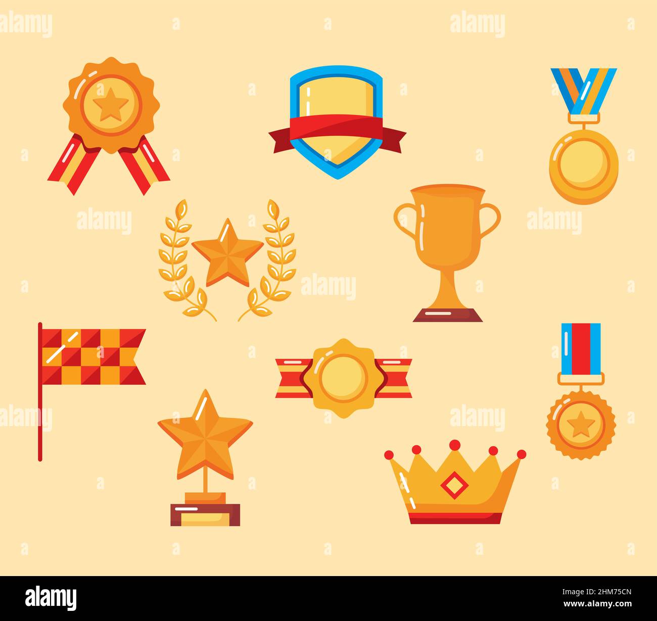ten win awards set icons Stock Vector Image & Art - Alamy