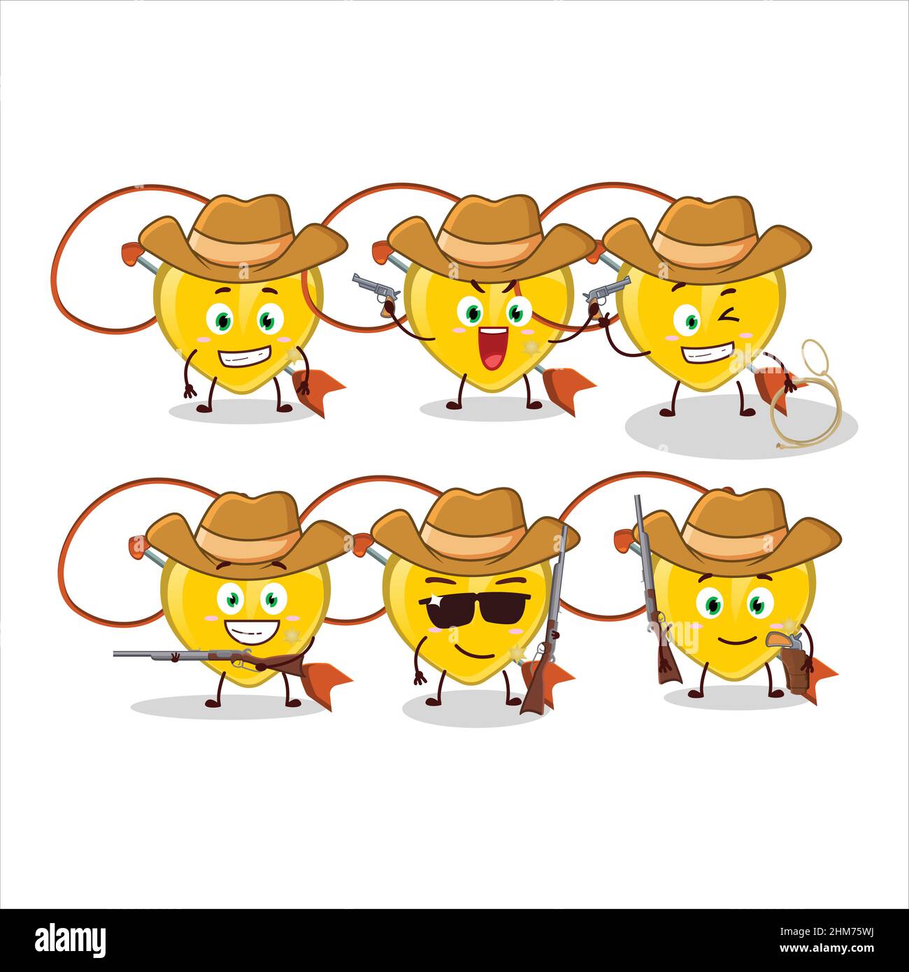 Cool cowboy yellow heart arrow necklace cartoon character with a cute ...