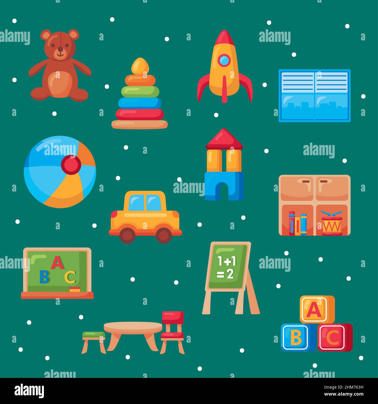twelve kindergarten school set icons Stock Vector Image & Art - Alamy