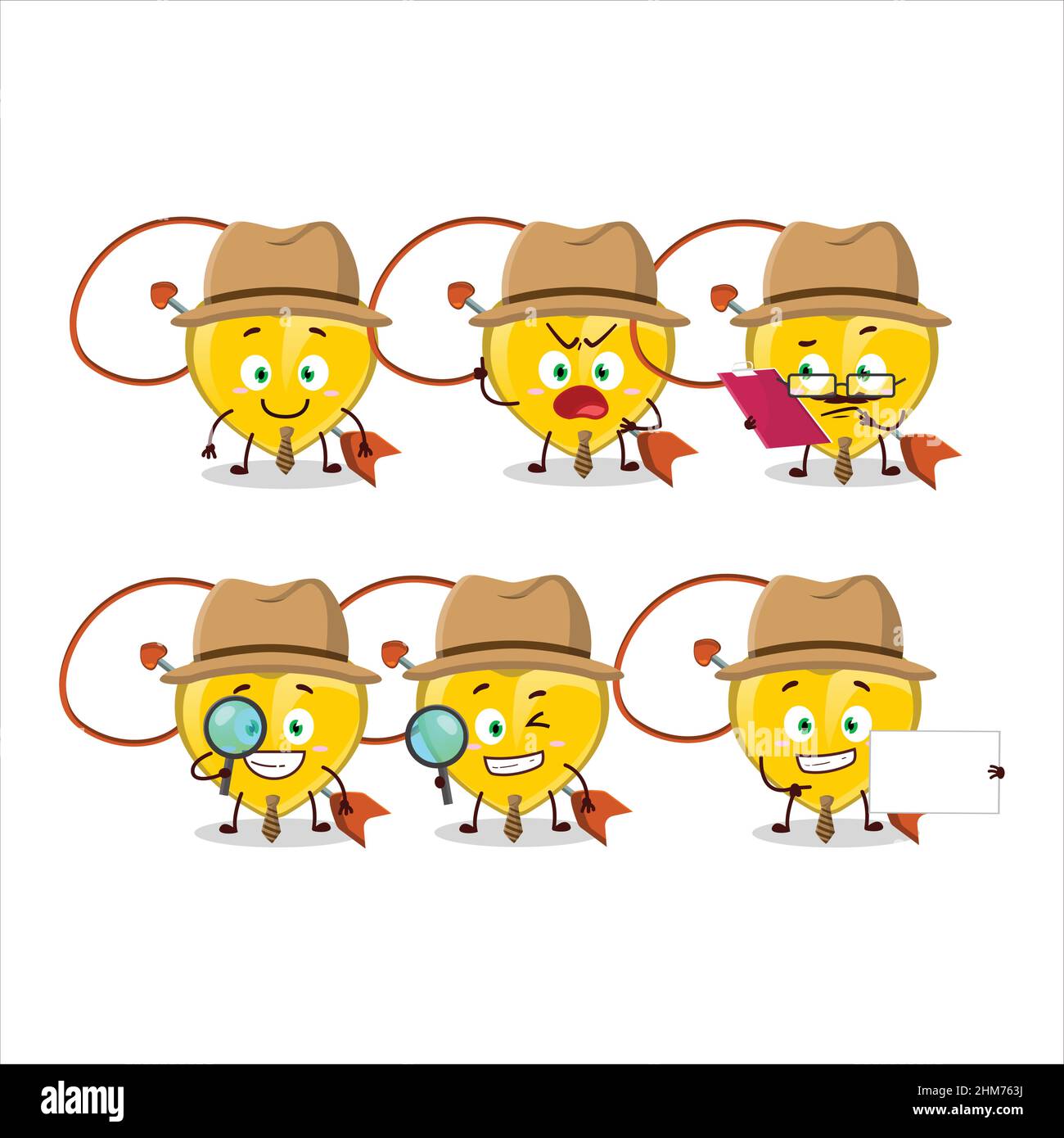 Detective yellow heart arrow necklace cute cartoon character holding ...