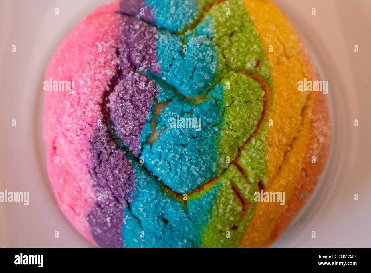 Rainbow Concha with a Heart. Mexican sweet bread with rainbow top Stock ...