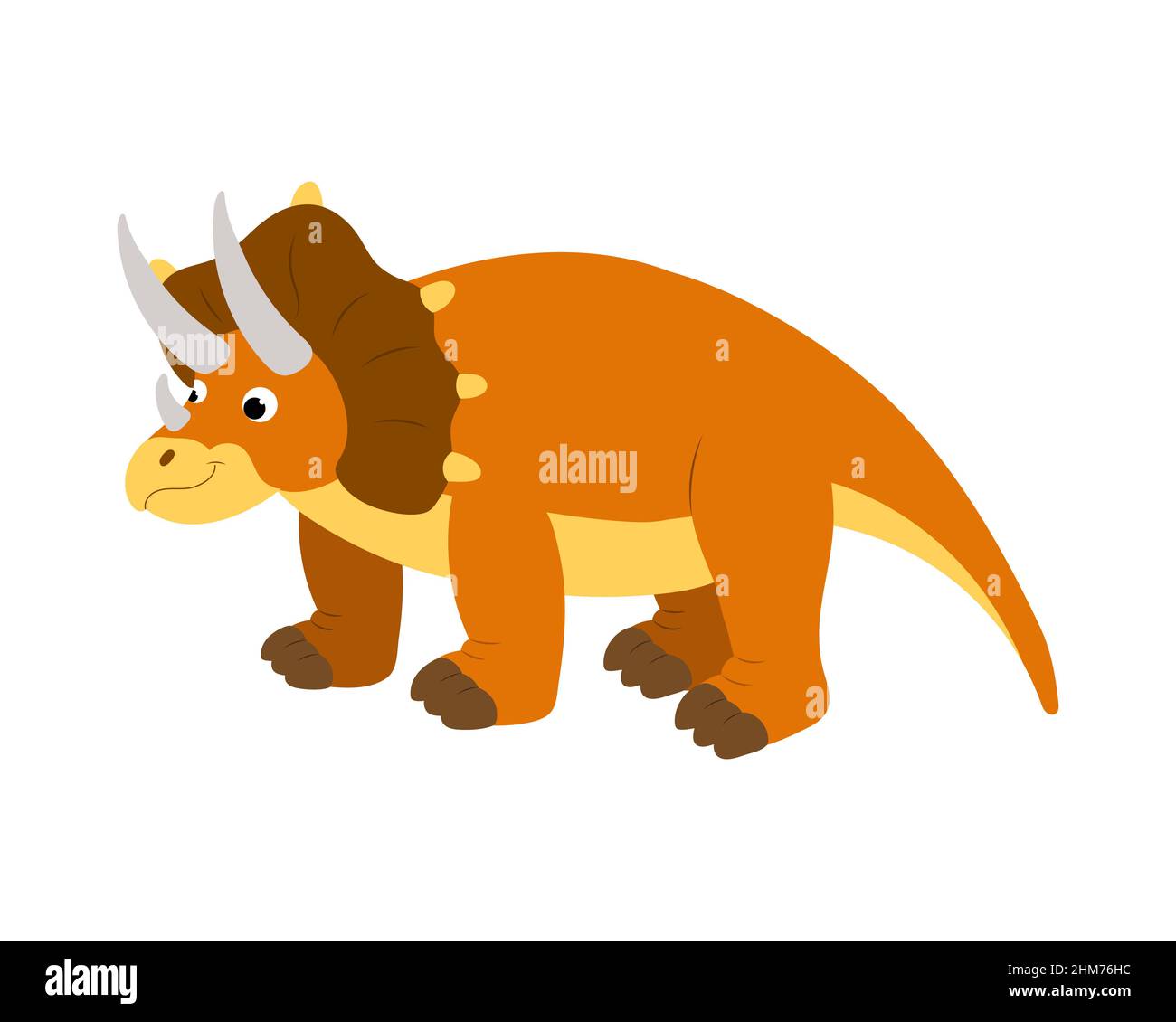 cute cartoon dinosaur tri.ceratops. vector isolated on white background ...