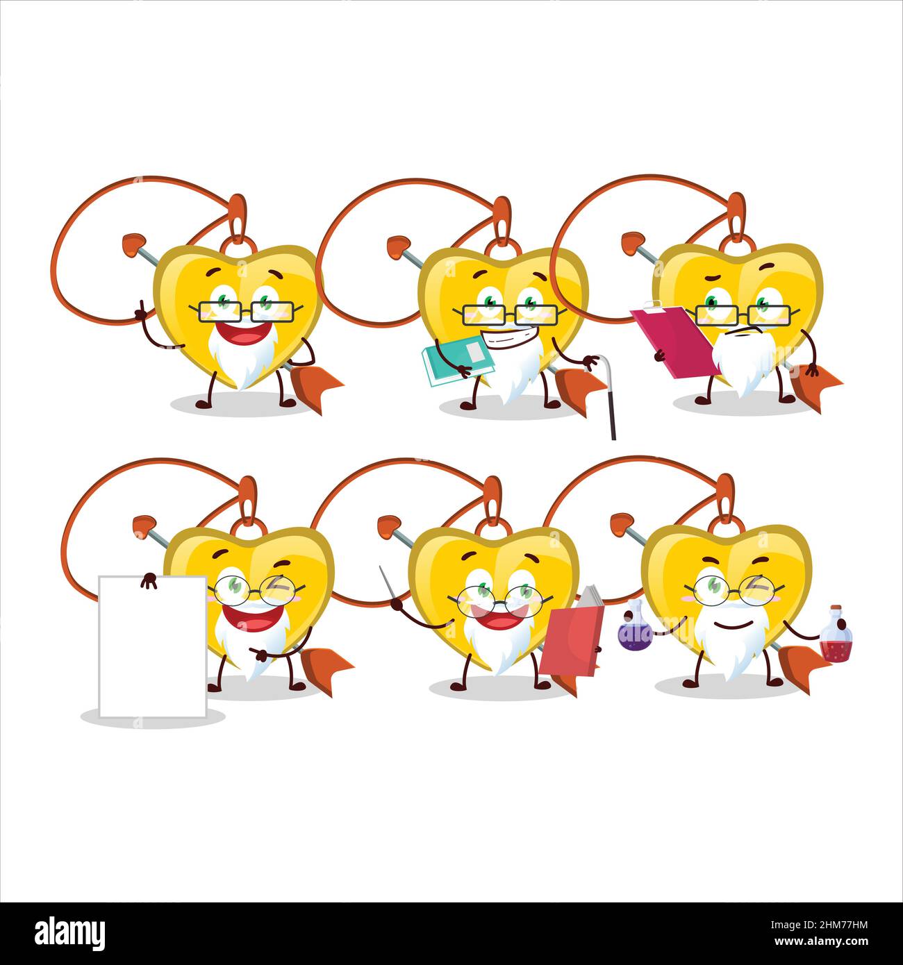 Professor yellow heart arrow necklace academic cartoon character ...