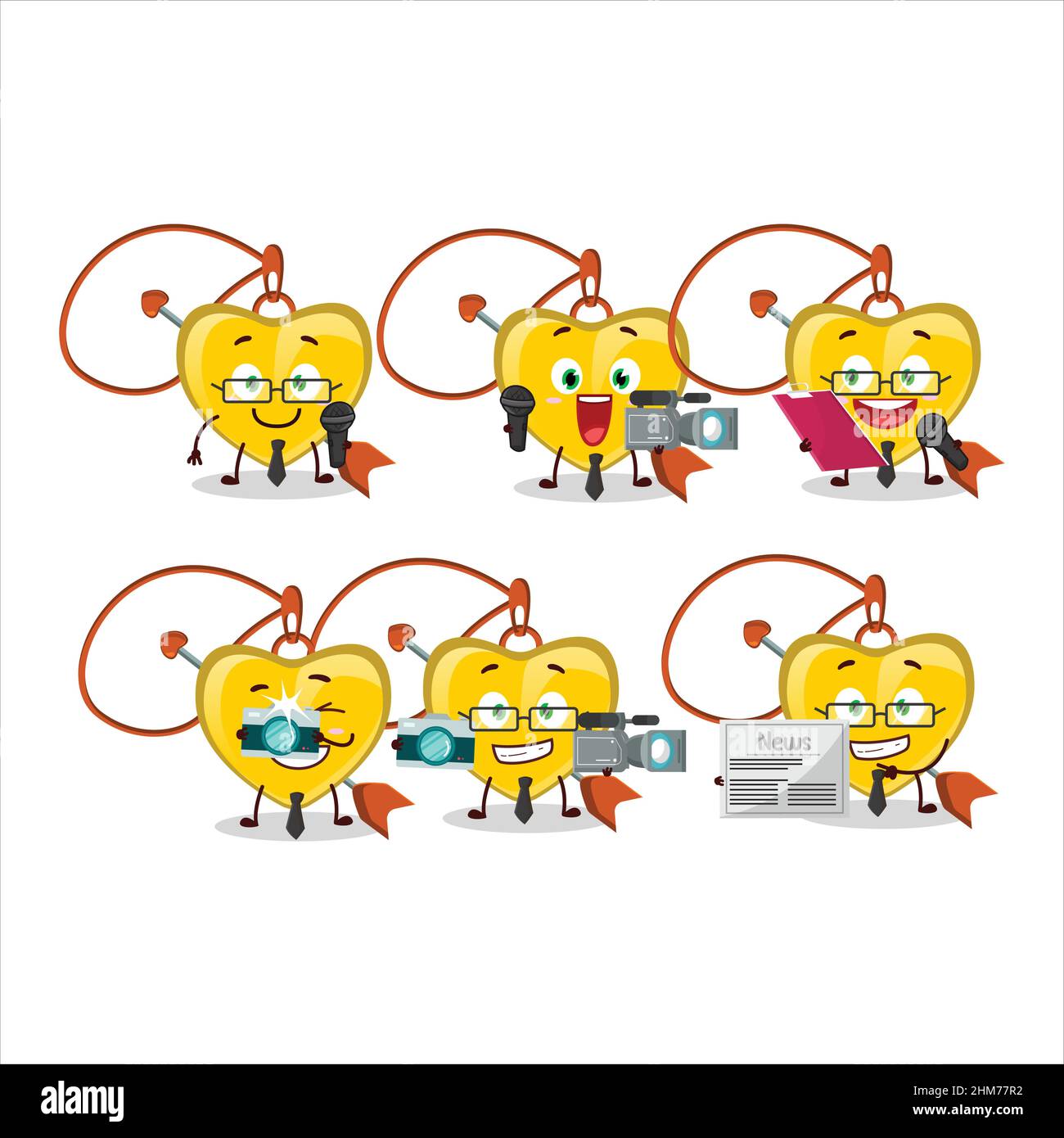 Character reporter yellow heart arrow necklace cute mascot with ...