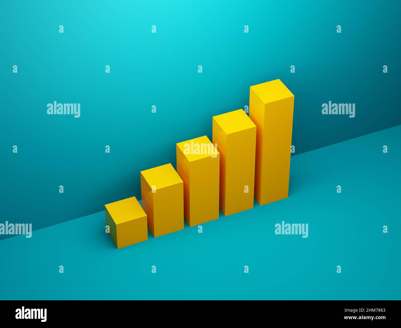 Yellow ascending or increasing bar chart graph on background. Business ...