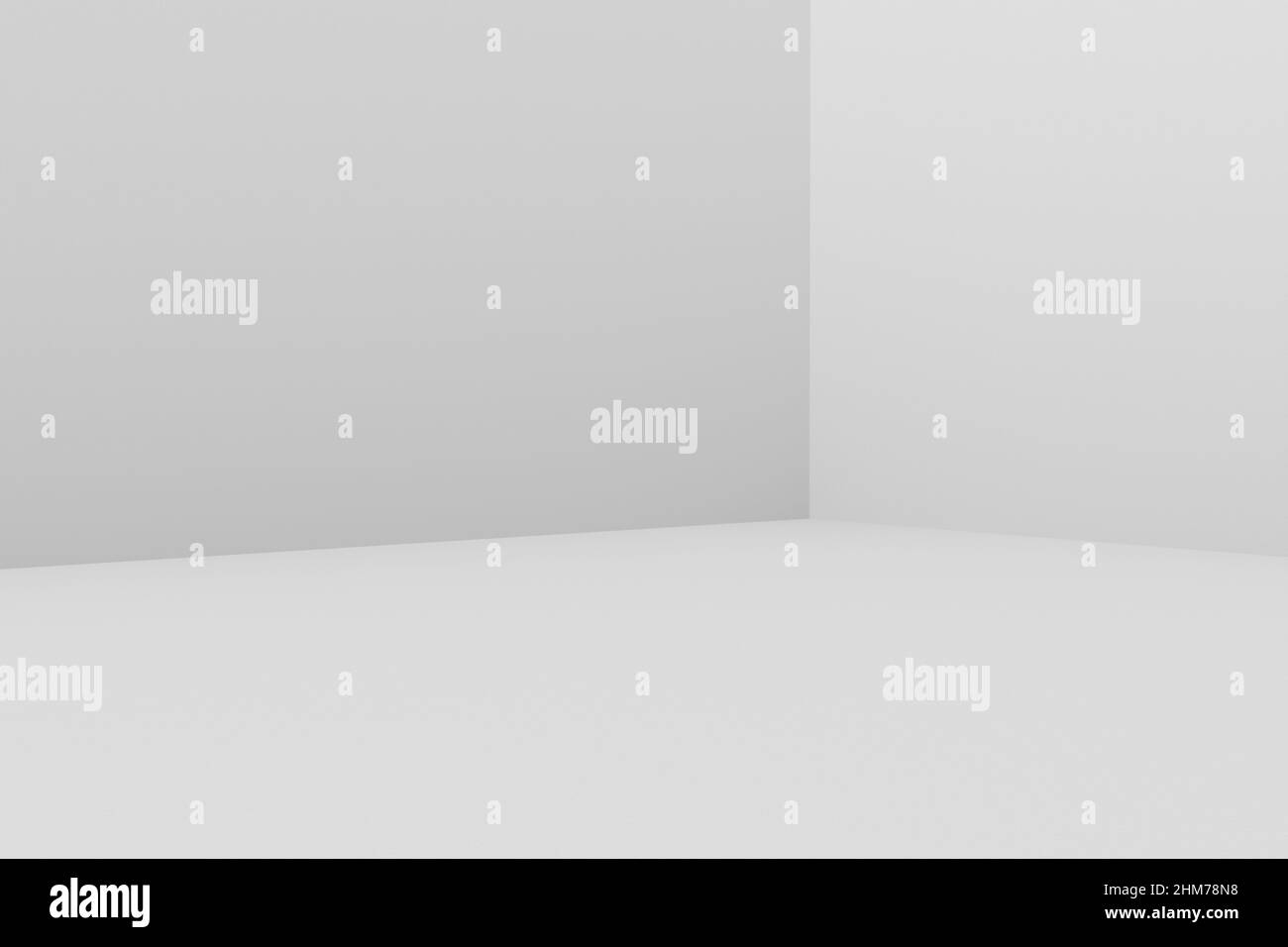 Empty room corner with white walls and floor or blank platform stand ...