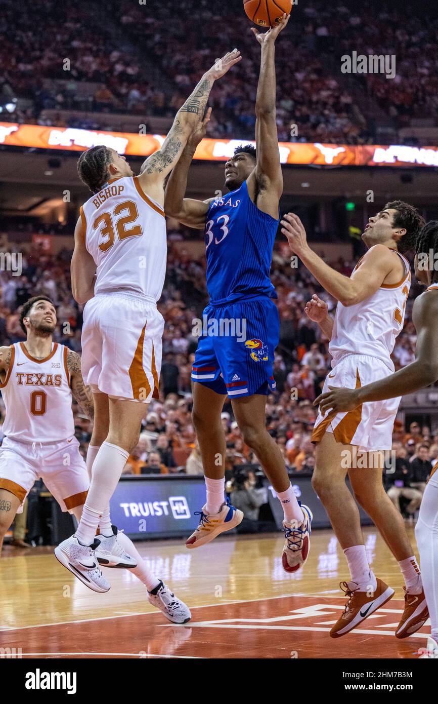 Center. 07th Feb, 2022. David McCormack #33 of the #8 Kansas Jayhawks ...