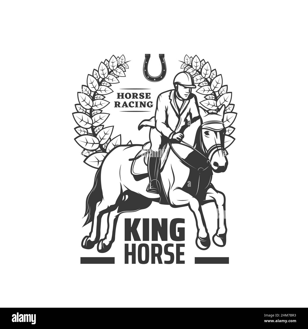 Horse racing icon, equestrian sport riding vector vintage label with ...